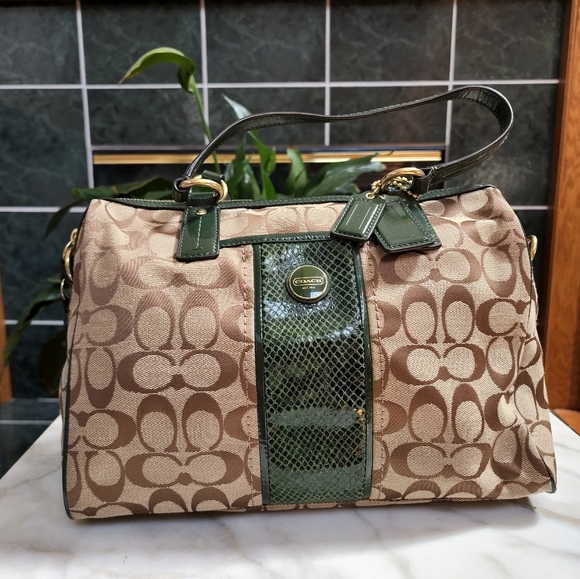 Coach | Bags | Coach Signature Python Stripe Satchel | Poshmark
